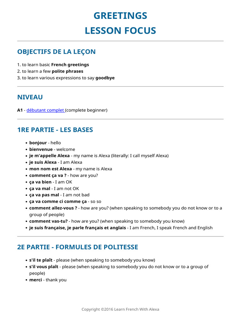 French Greetings | PDF