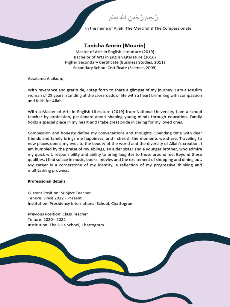 Marital Biodata Tanisha Amrin | PDF | Compassion