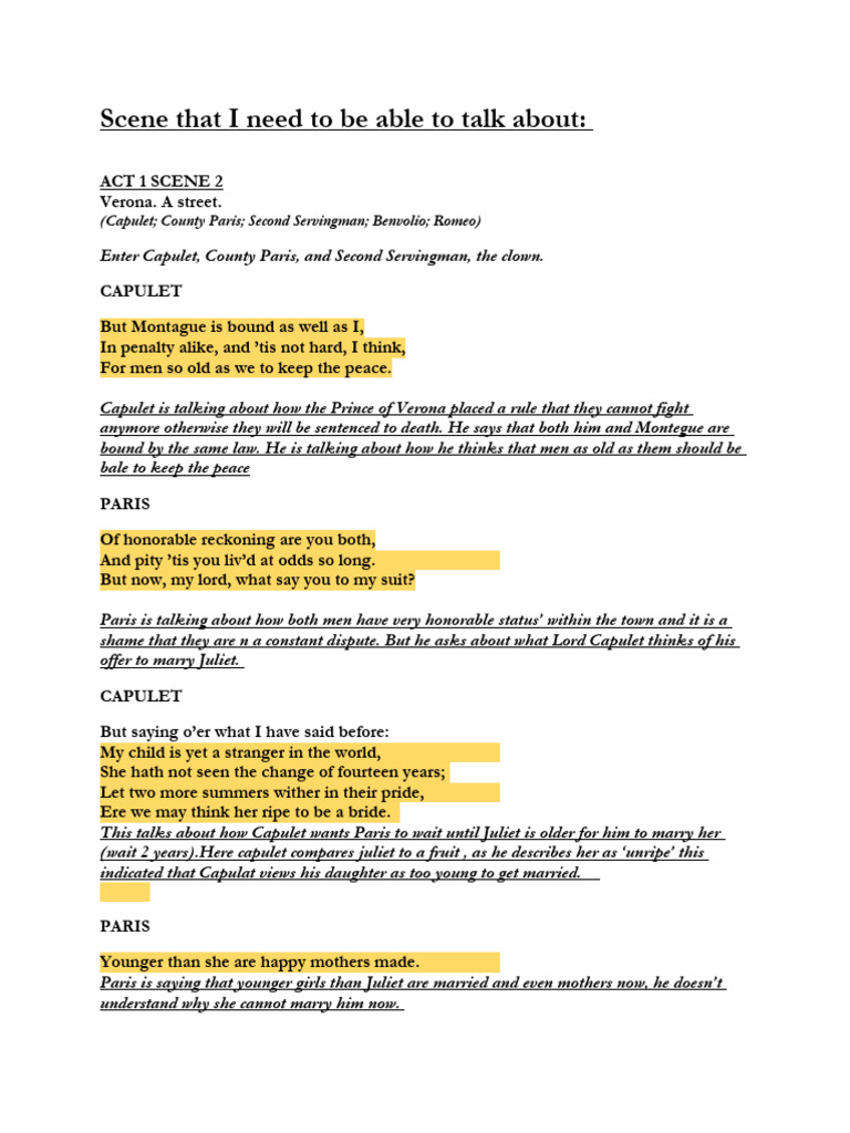Notes for Romeo _ Juliet | PDF | Characters In Romeo And Juliet | Romeo ...