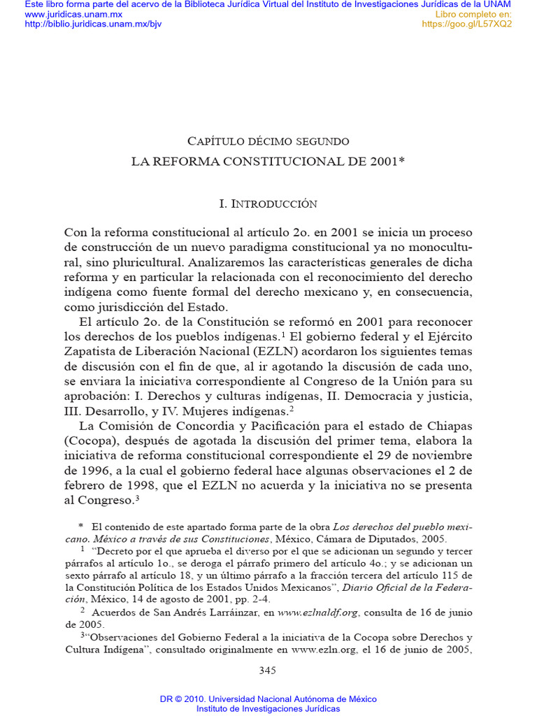 Reforma Art 2o 2001 | PDF | Constitución | México