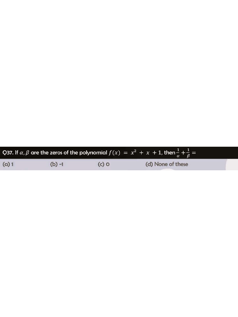 Grade X Polynomial Set C MCQ | PDF