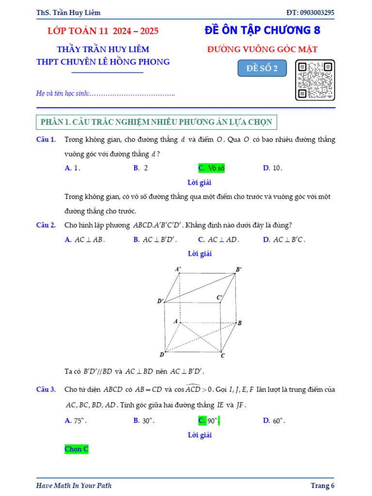 11C8.Đề 2 - Lời giải | PDF