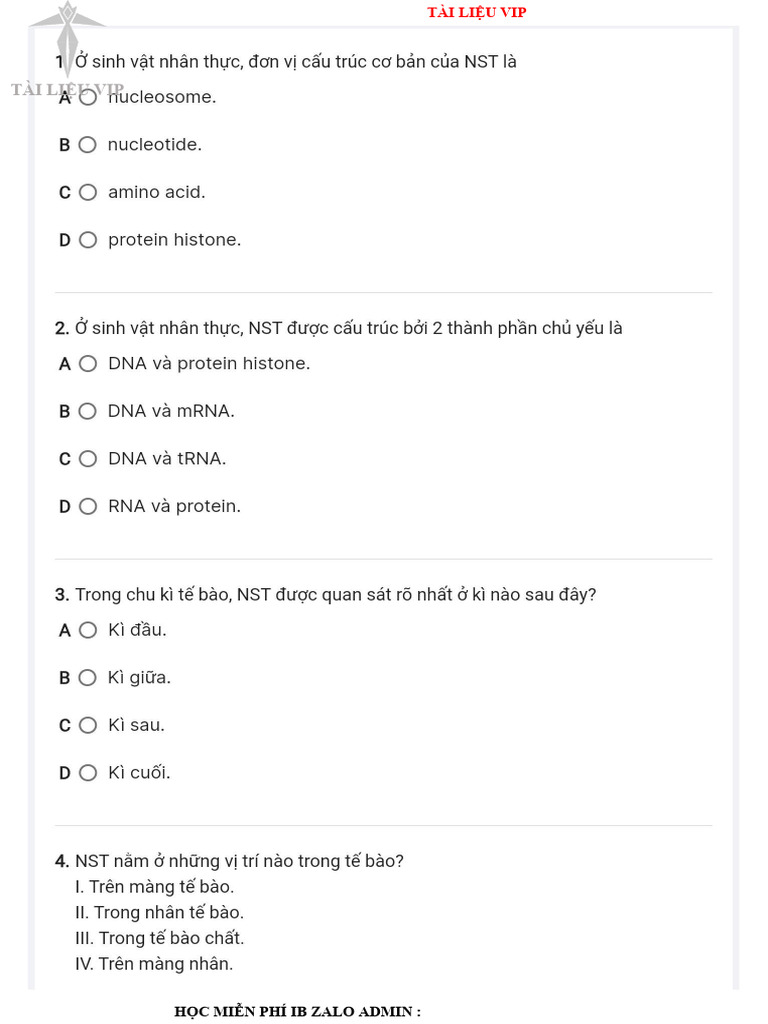 Bài 10 NST và cơ chế di truyền tế bào | PDF