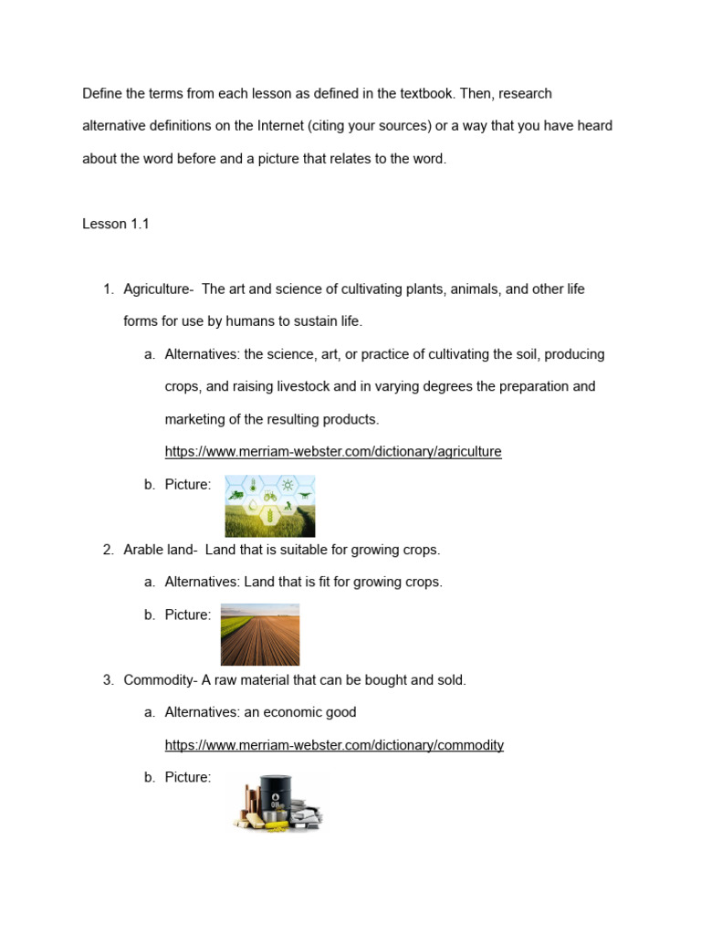Chapter 1 Vocabulary | PDF | Agriculture | Green Revolution