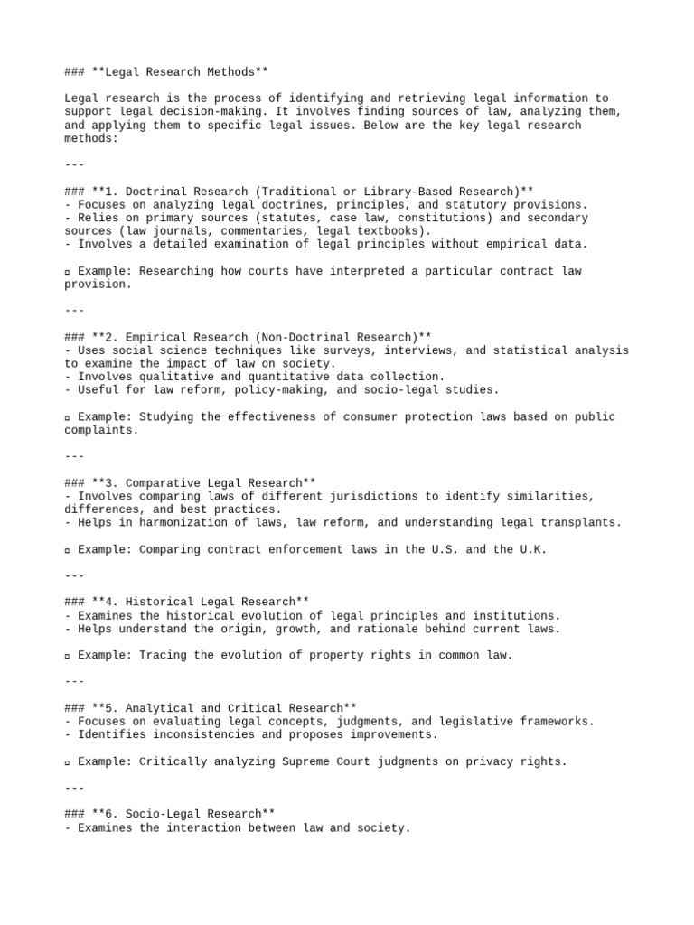 Notes On Legal Research Method | PDF | Qualitative Research ...