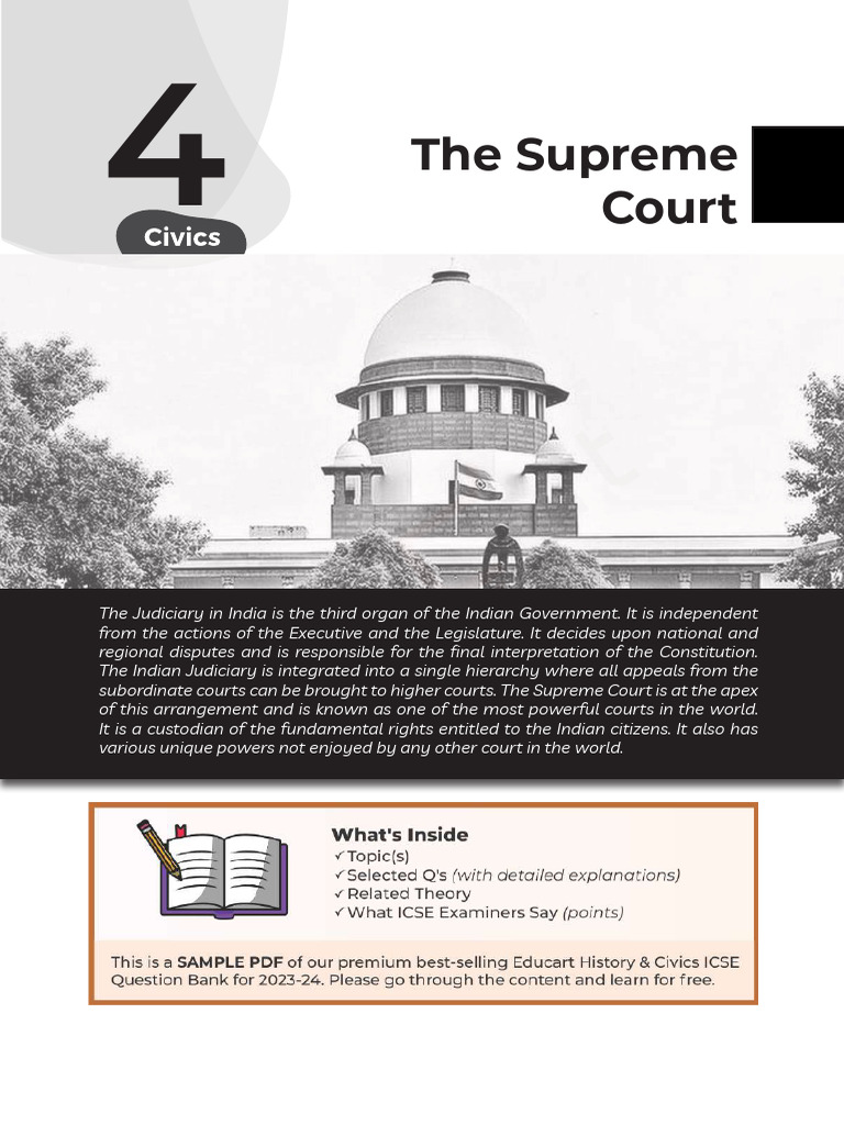 ICSE-X Civics - Chap-4 (The Supreme Court) | PDF | Supreme Courts ...