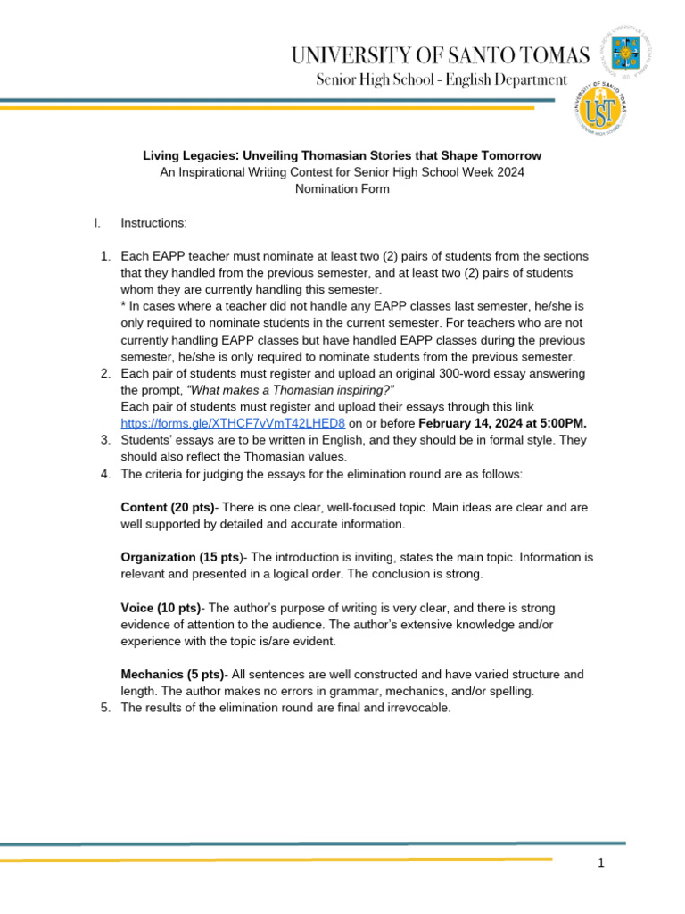 Letter To EAPP and MIL Faculty - Nominations Form | PDF