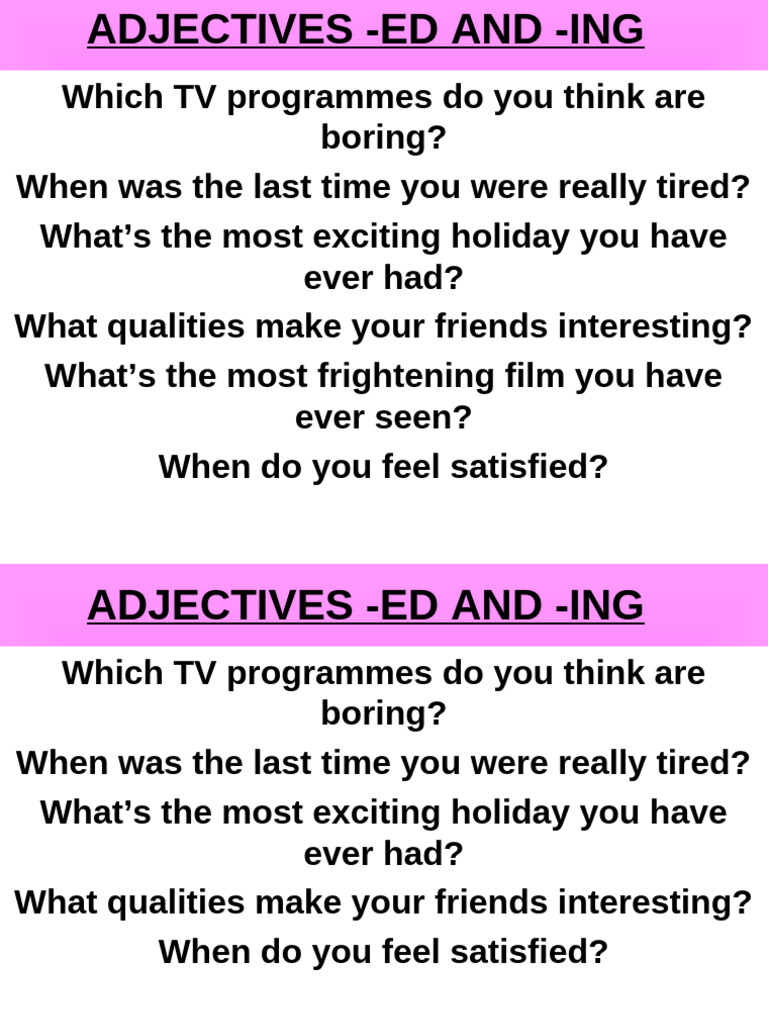 Adjectives - Ed and - Ing | PDF