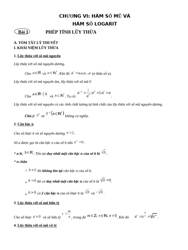 CHƯƠNG 6.HS MŨ- LOGARIT | PDF