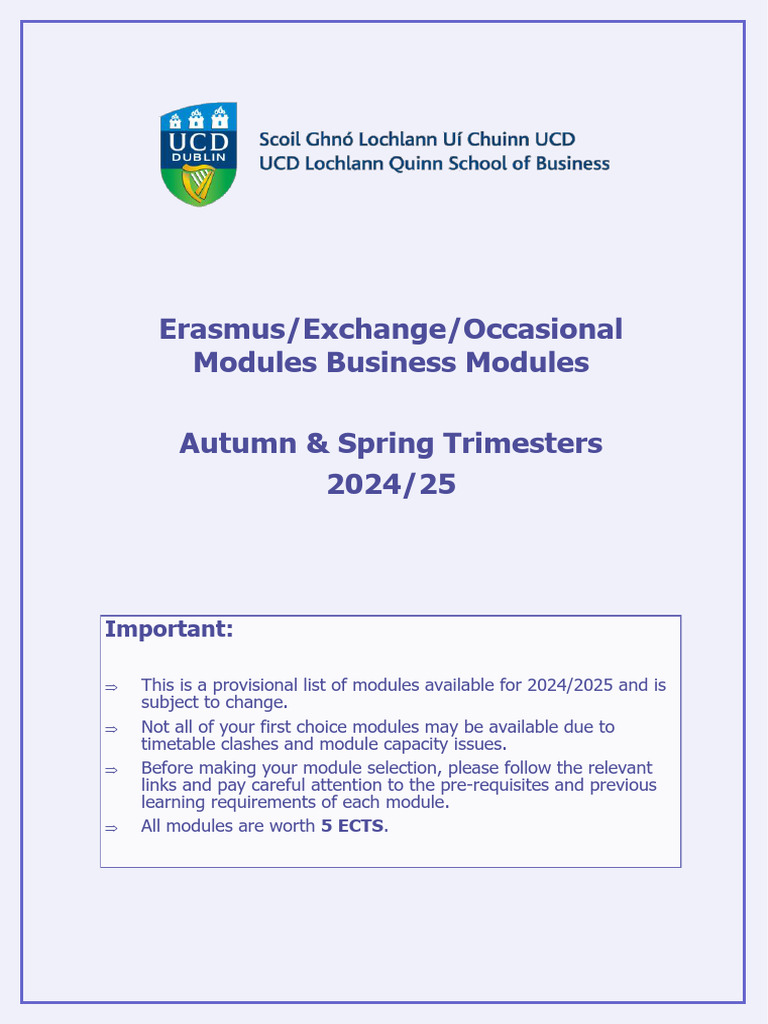 2024/25 Business Module Offerings | PDF | Economics | Analytics