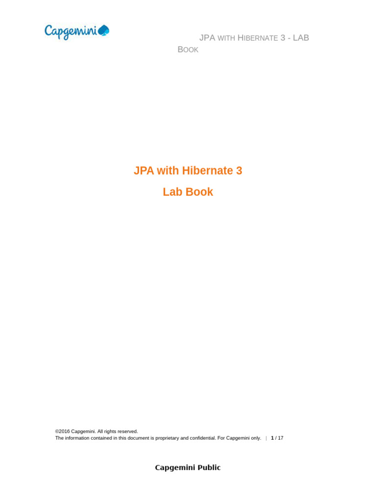 JPA With Hibernate 3 - Labbook | PDF | Software | Computing