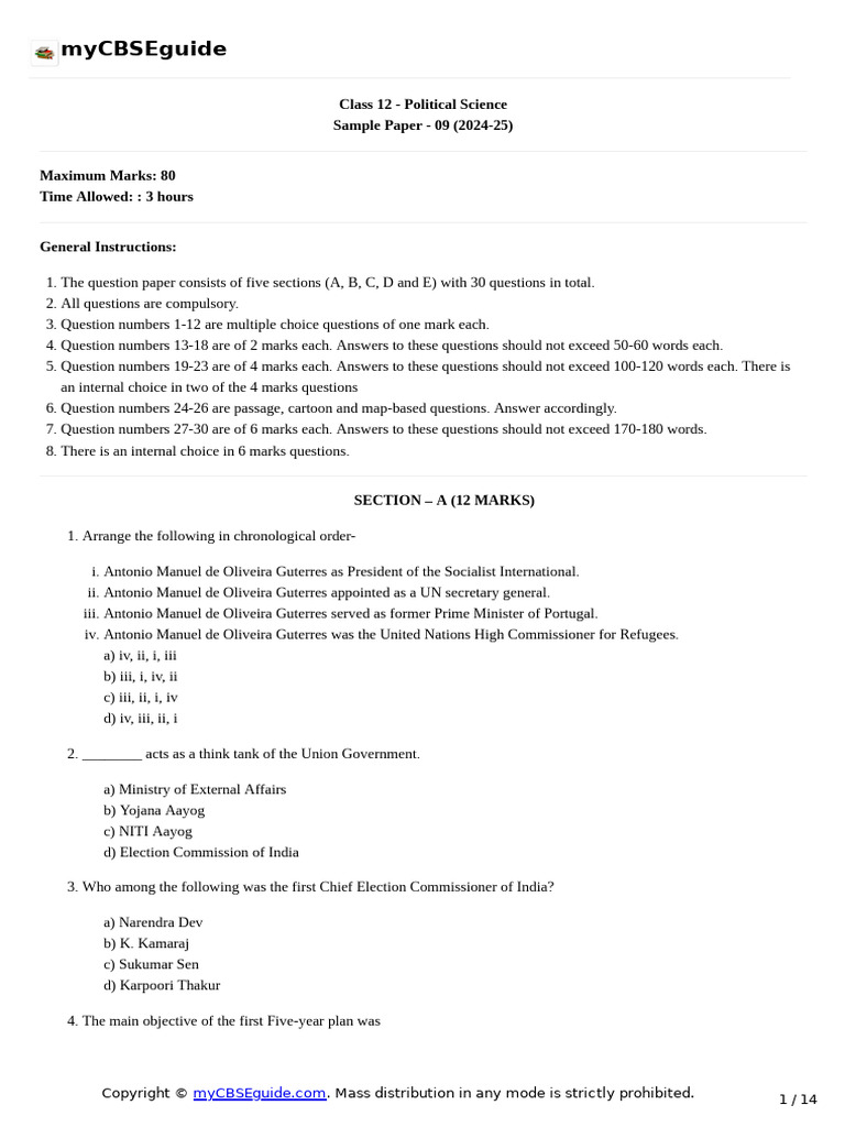12 Political Science SP 09f | PDF | Kyoto Protocol | Indian National ...