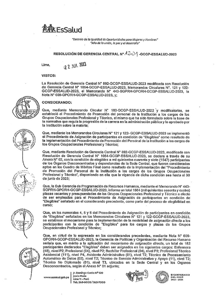 RGC 1201 GCGP Essalud 2023 | PDF