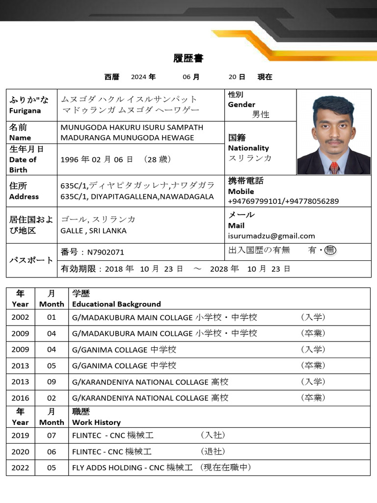 Sampath - Japanese CV | PDF