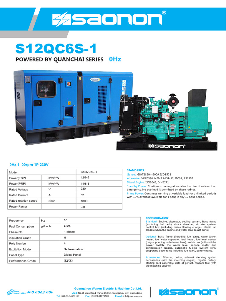 12kVA-1Ph - 230V | PDF | Mains Electricity | Engines