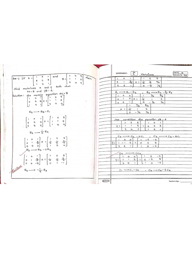 12 Maths Ex No 2. Matrices | PDF