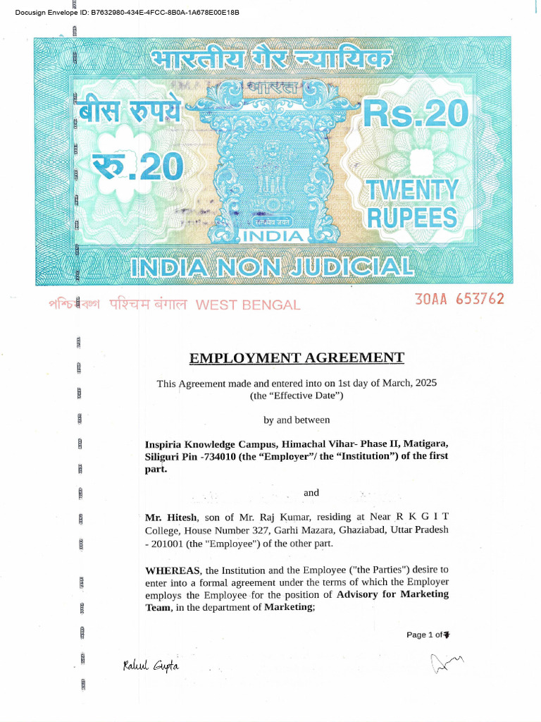 Complete With Docusign Employment Agreement | PDF