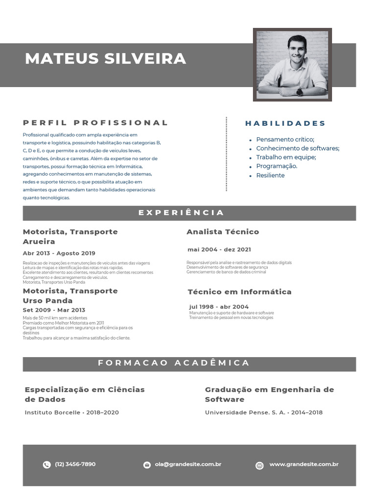 Currículo Profissional Simples Preto e Branco PDF | PDF | Dirigir | Programas