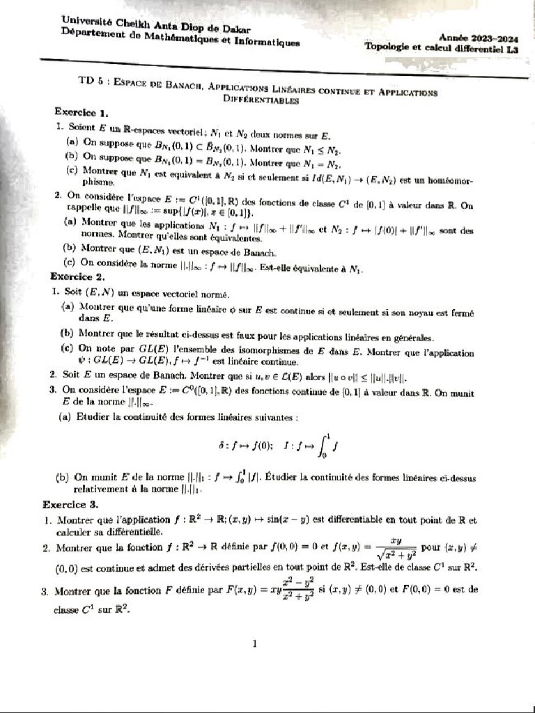 TD5 Espaces de Banach | PDF
