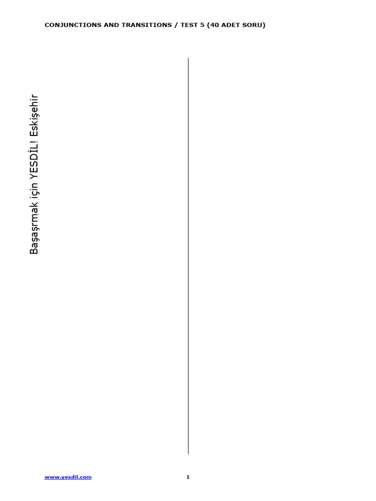 Conjunctions and Transitions Test 5 | PDF