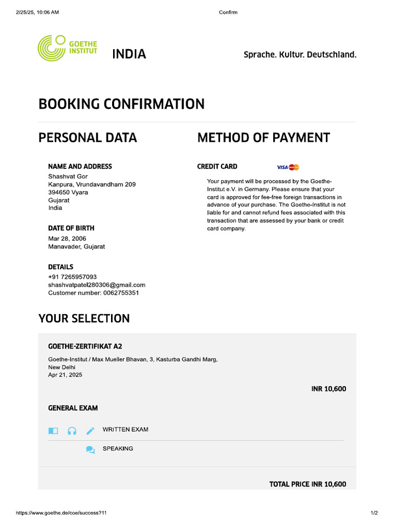 Booking Confirmation | PDF