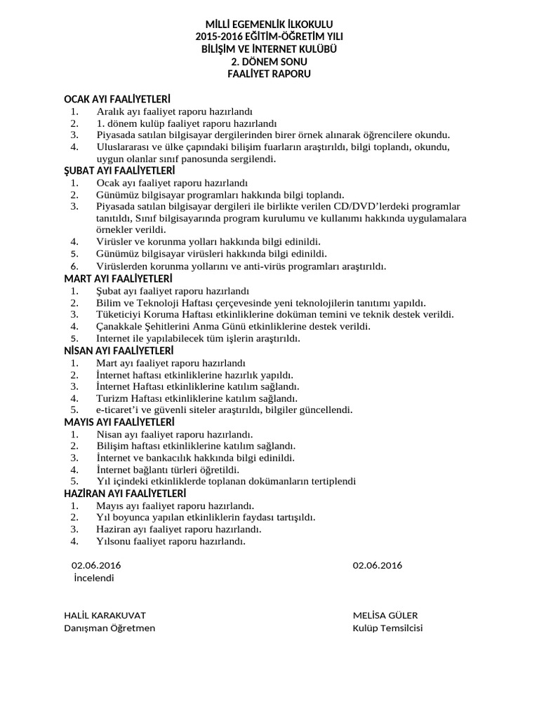 2. DÖNEM SONU RAPORU | PDF