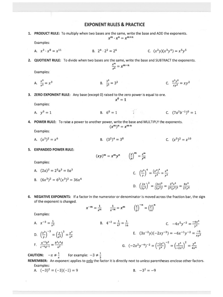 Laws of Exponents | PDF