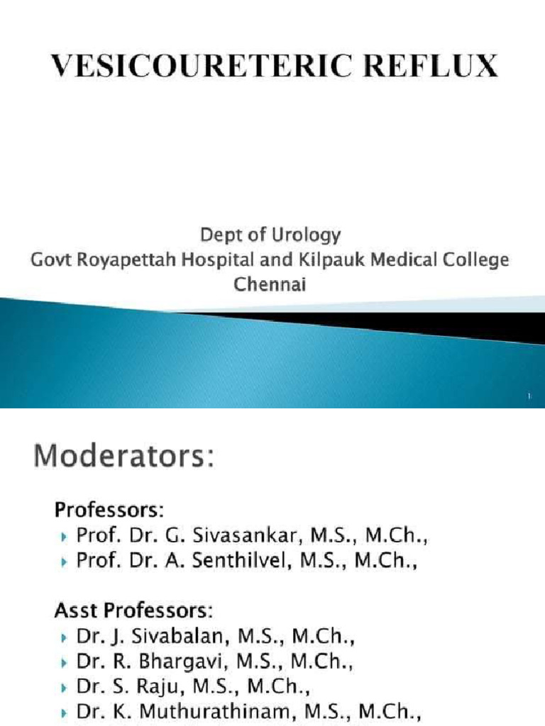 Pediatric Urology Vesicoureteric Reflux (Vur) - Overview | PDF