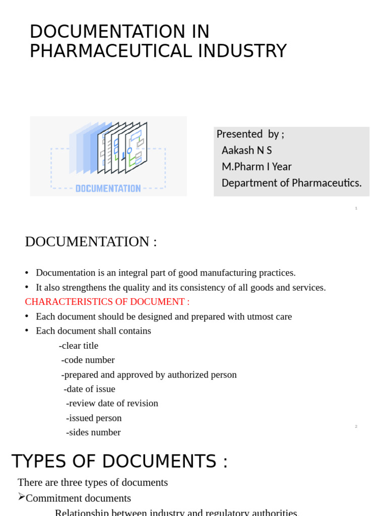 Pharmaceutical Documentation Overview | PDF | Food And Drug ...