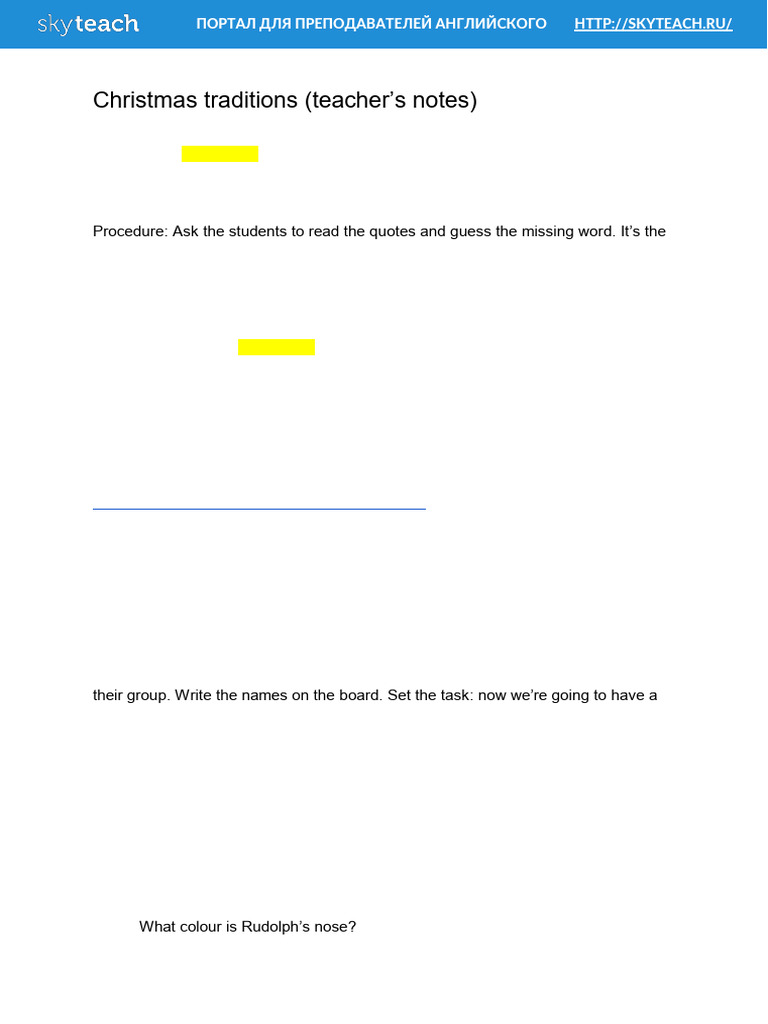 Christmas Traditions for English Teachers | PDF | Santa Claus | Christmas