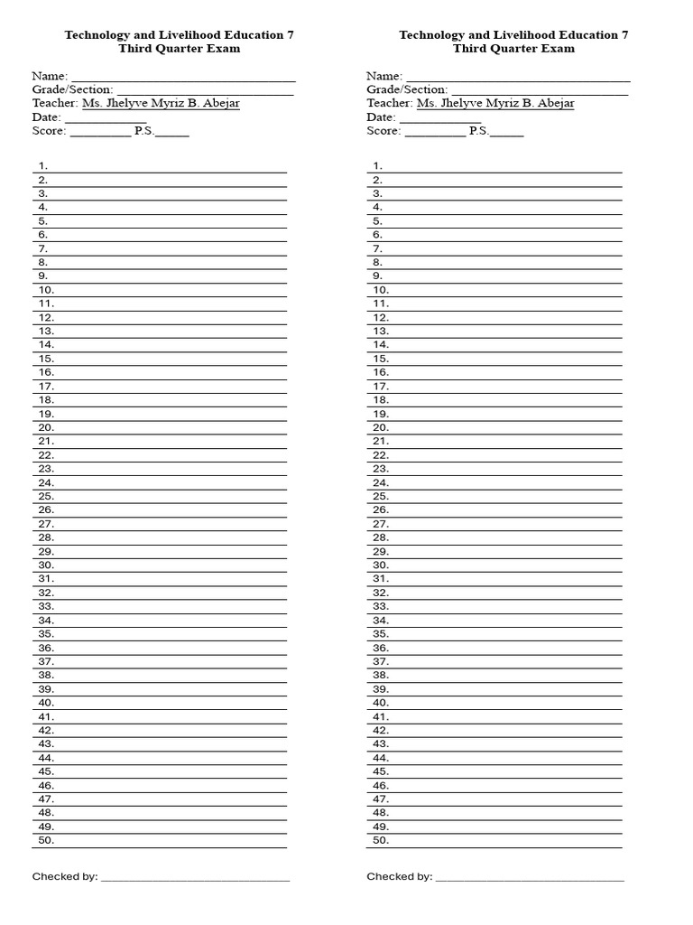 EXAM ANSWER SHEET | PDF