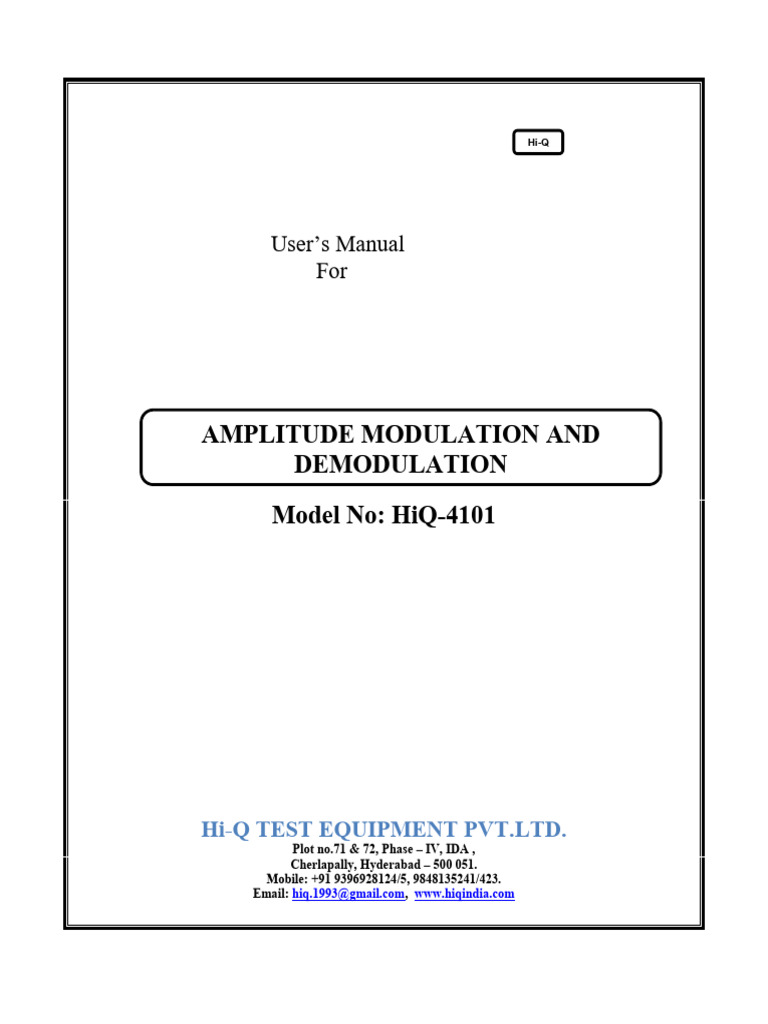 4101 Amplitude Modulatio&Demodulation Trainer | PDF | Detector (Radio ...