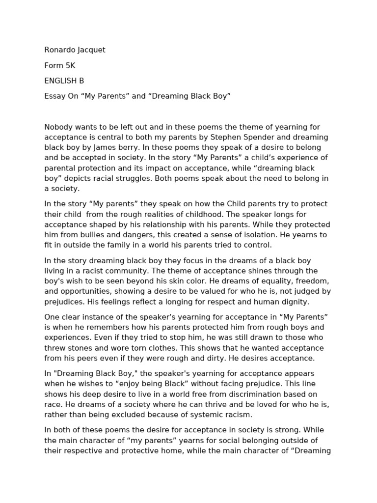 Yearning for Acceptance in Poetry | PDF