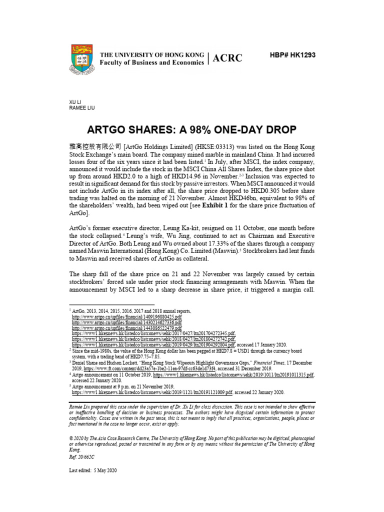 Artgo Case | PDF | Stocks | Margin (Finance)
