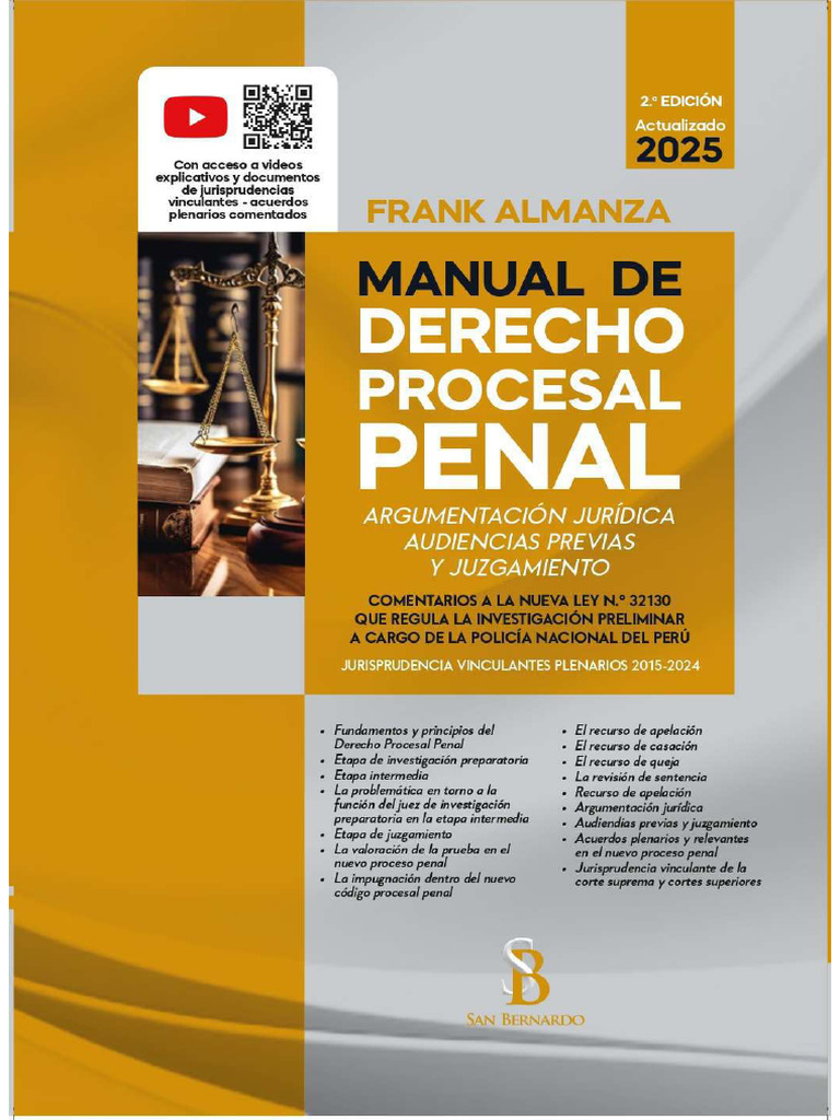 Manual de Derecho Procesal Penal 2025 - Almanza | PDF | Apelación | Presunción de inocencia