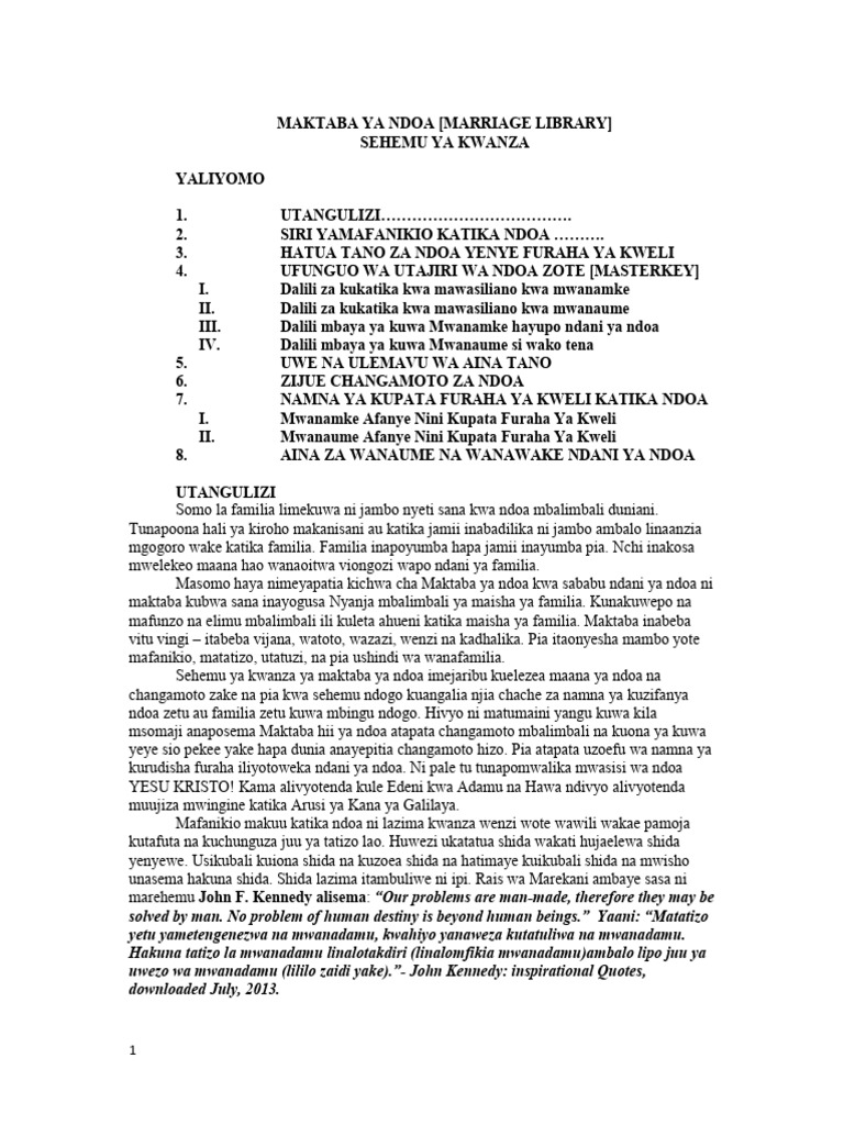 Kitabu Cha Maktaba Ya Ndoa | PDF