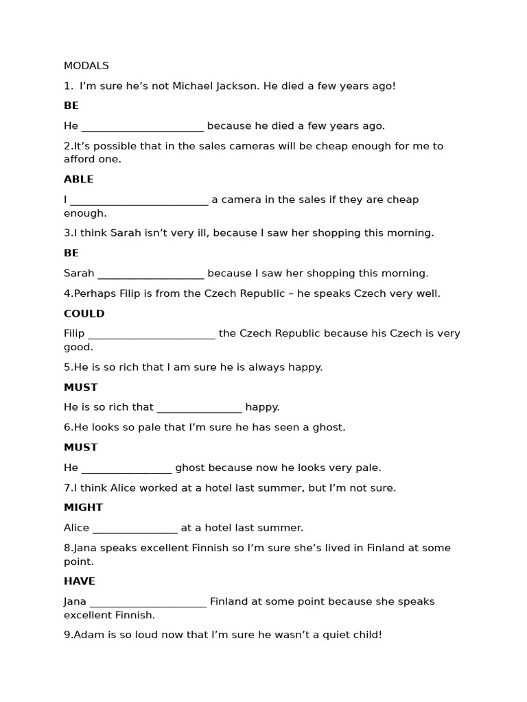 B2 Tranformations Modals | PDF