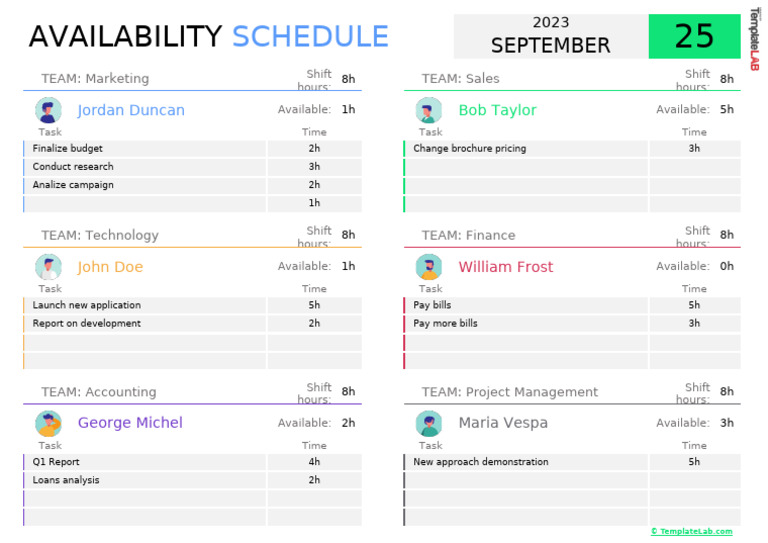 2023 Availability Schedule Template | PDF