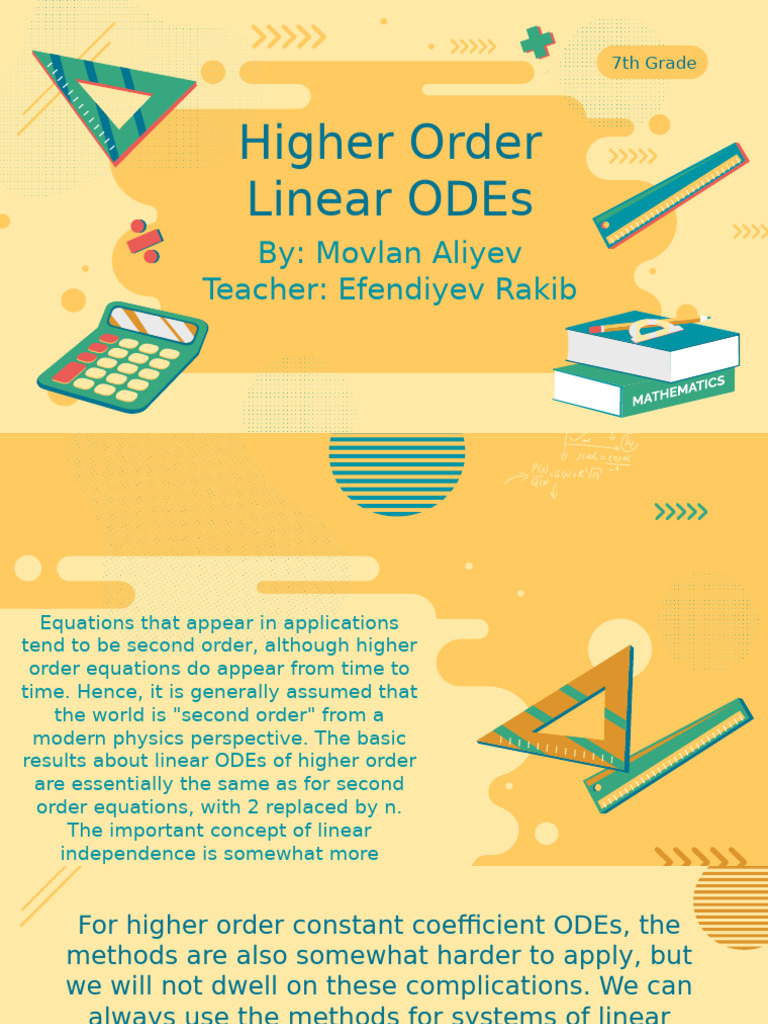 Higher Order Linear Odes Pdf Ordinary Differential Equation Equations