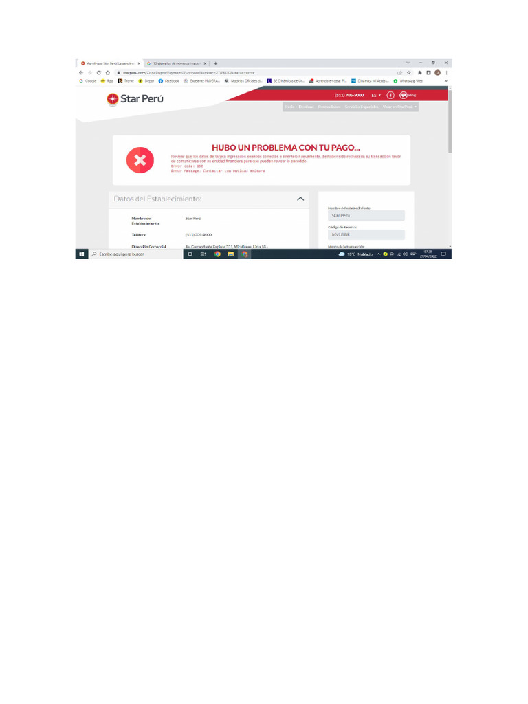 Error en Pago para Pasajes | PDF