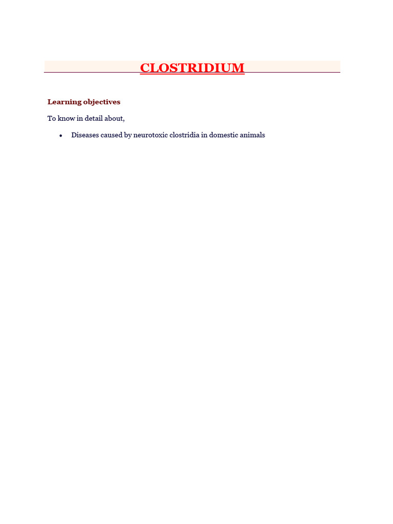 Clostridium Diseases in Animals | PDF