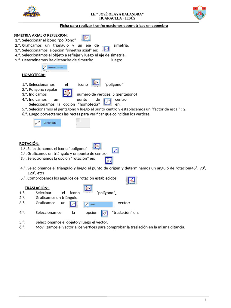 Ficha Transformaciones Geométricas | PDF
