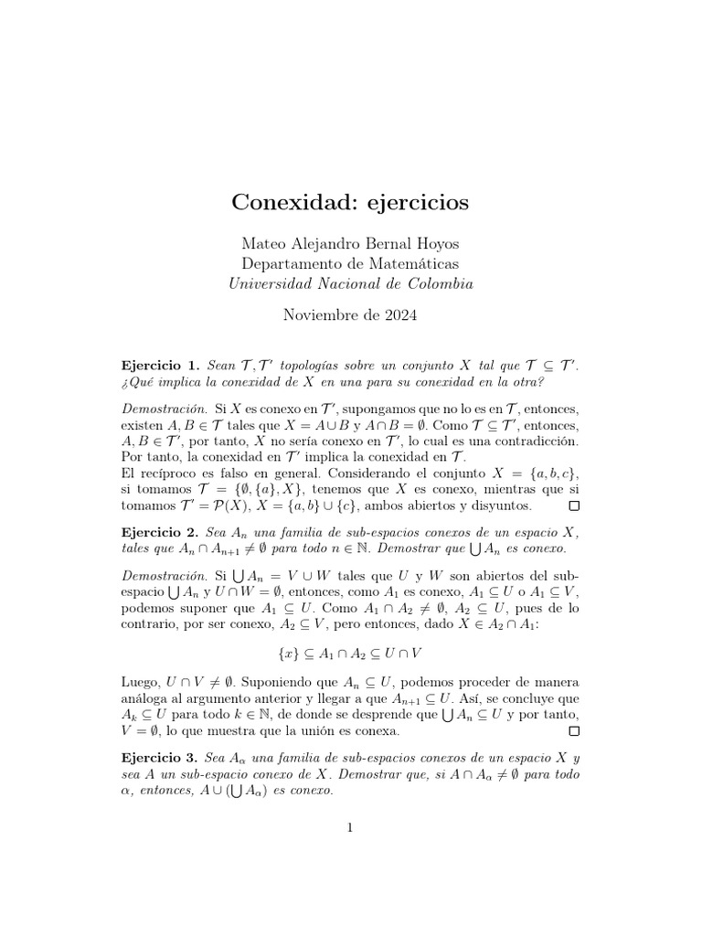 Conexidad | PDF | Conjunto vacio | Topología