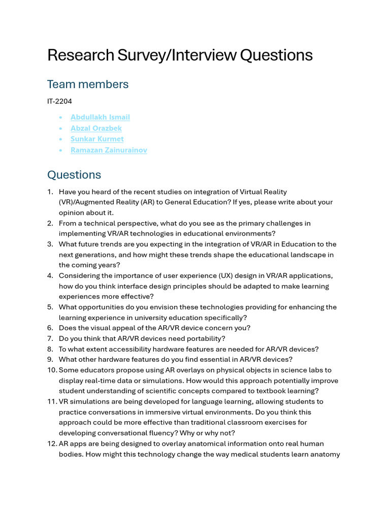 Acad_Questions | PDF | Augmented Reality | Virtual Reality