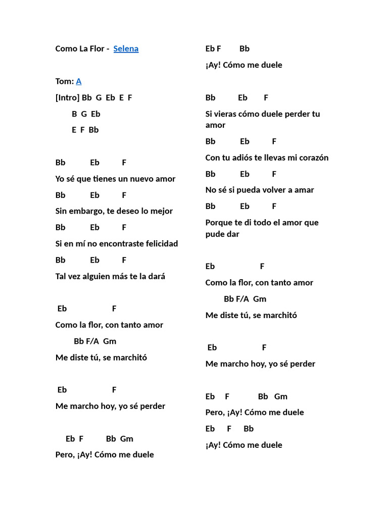 Como La Flor selena | PDF