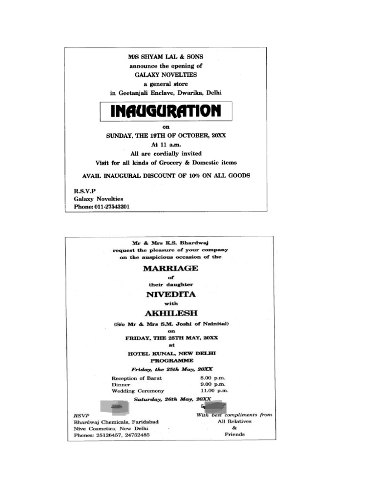 MARRIAGE AND INAUGURATION CARD | PDF