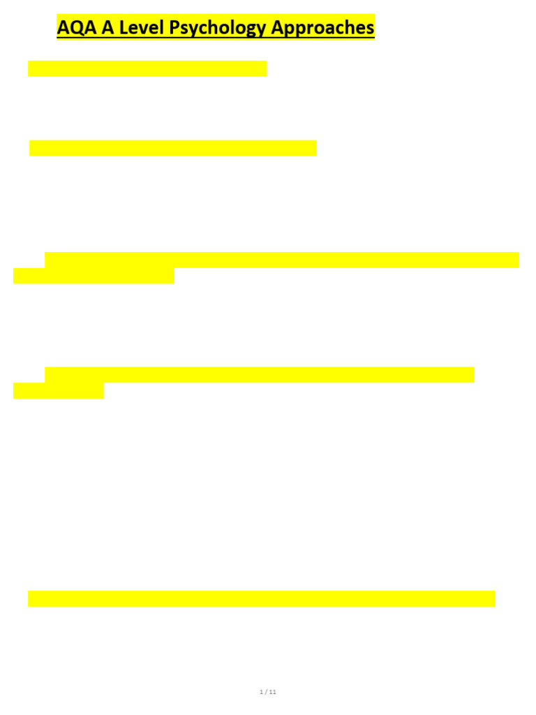 AQA A Level Psychology Approaches Overview | PDF | Classical ...