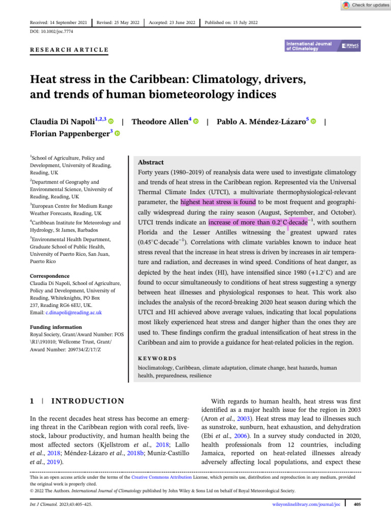 Caribbean Heat Stress Trends | PDF | Climate | Earth Sciences