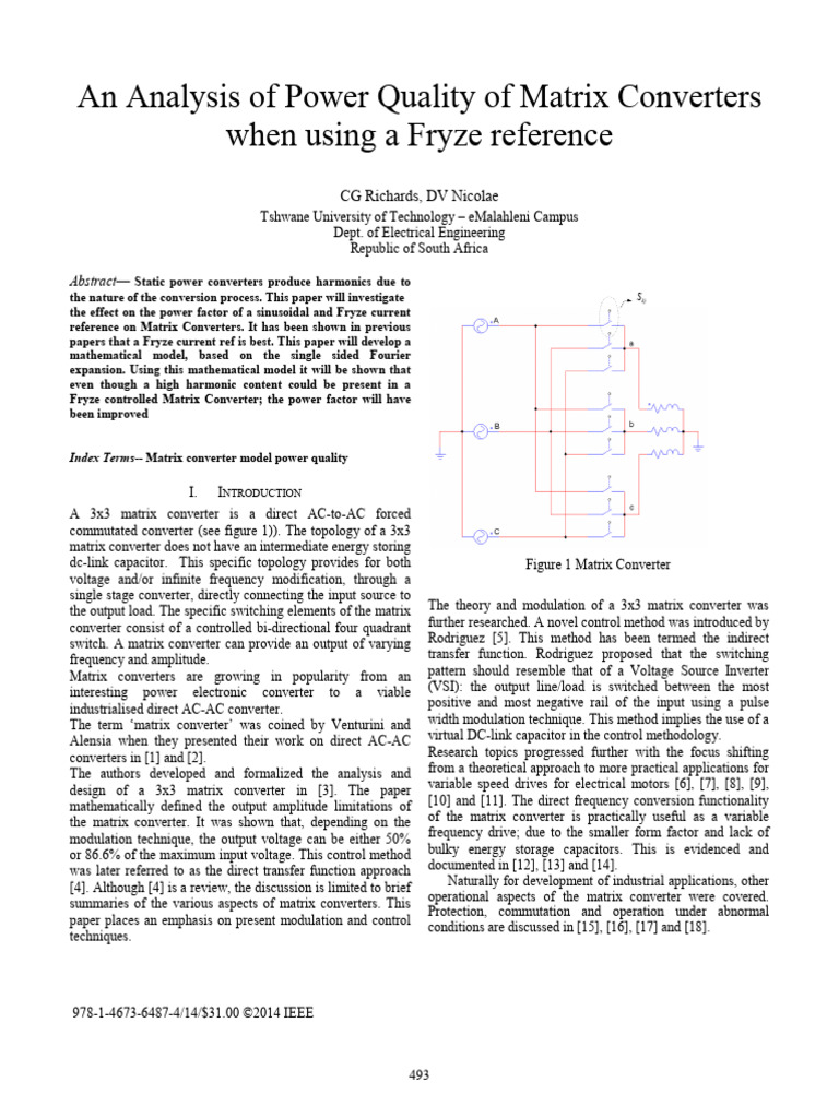 Power Quality Analysis of Matrix Converters | PDF | Power Electronics ...