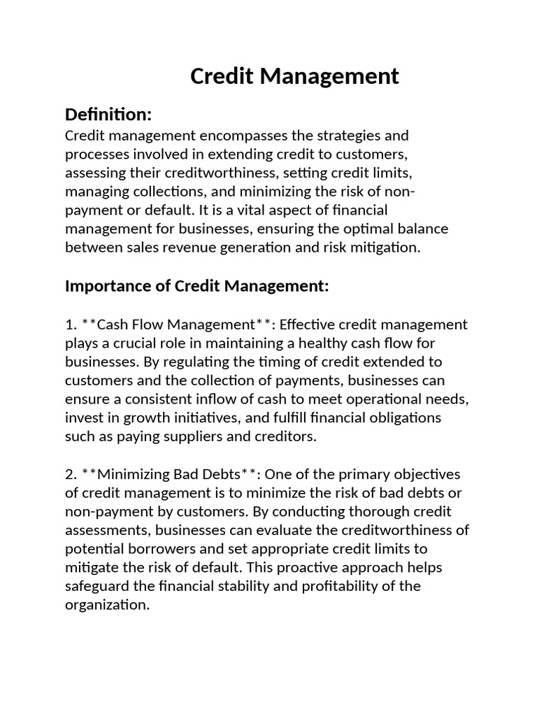 principle of Credit management | PDF | Credit | Finance & Money Management
